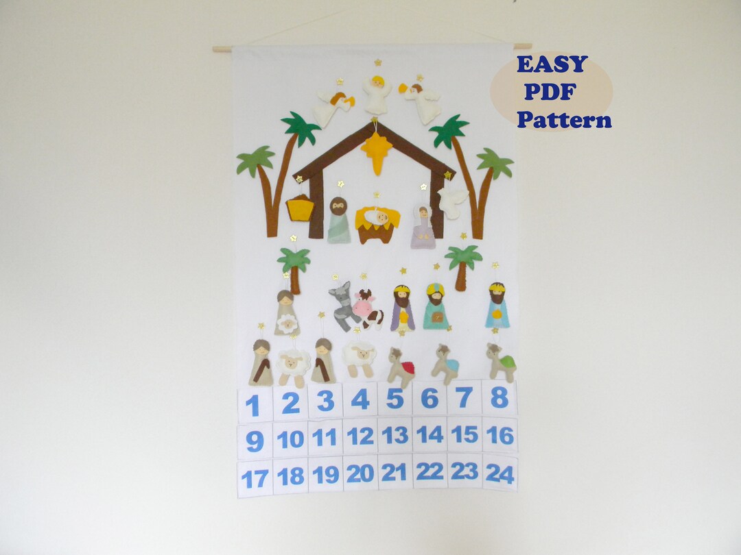 Felt Nativity Advent Calendar PDF Pattern: 24 Christmas Ornaments ...