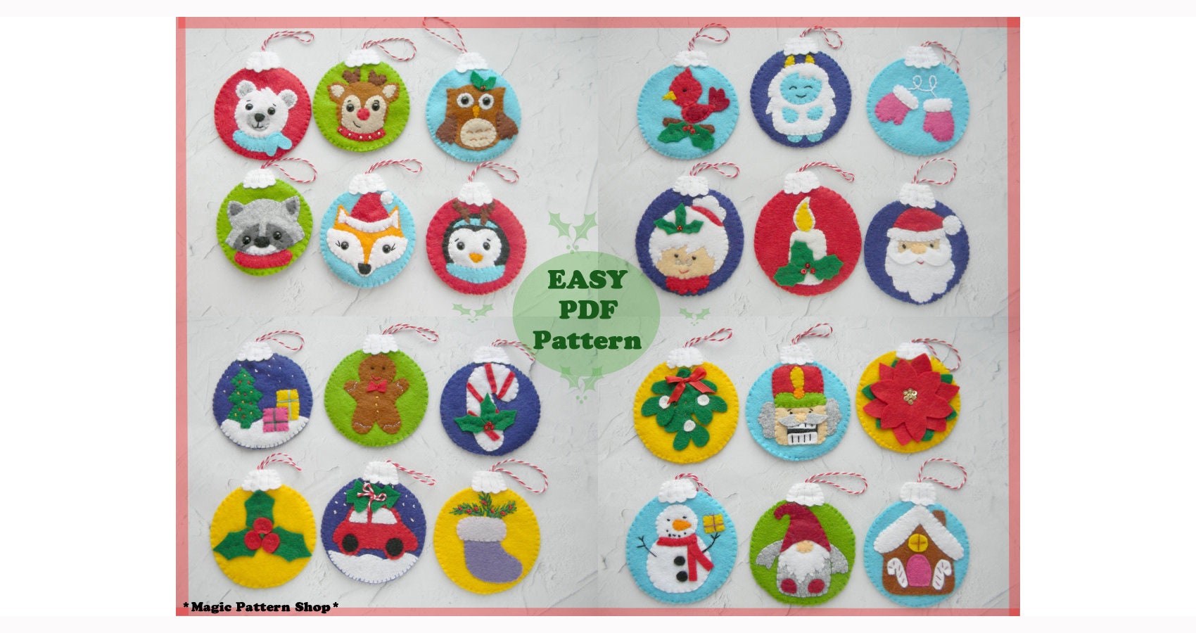 Set 6 Christmas Baubles PDF Pattern Christmas Ornament Pattern - Etsy