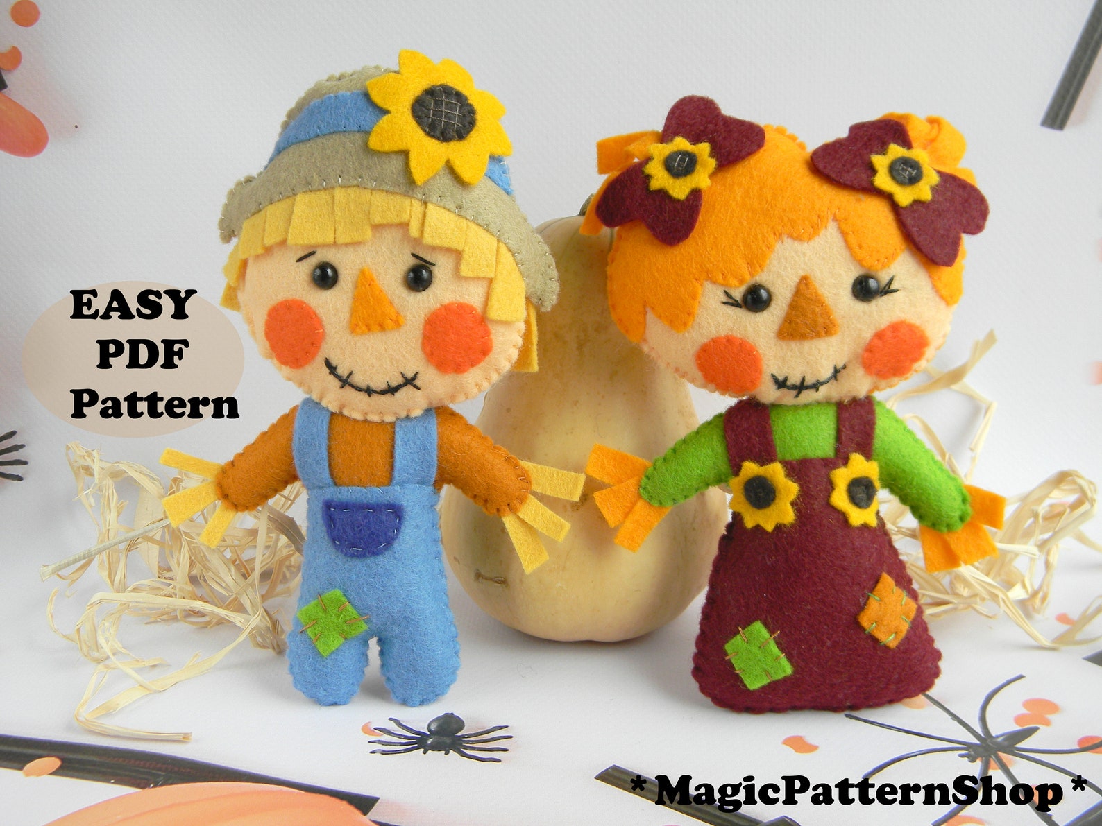 Scarecrow Felt Pattern PDF Scarecrow Doll Sewing Pattern Mr - Etsy