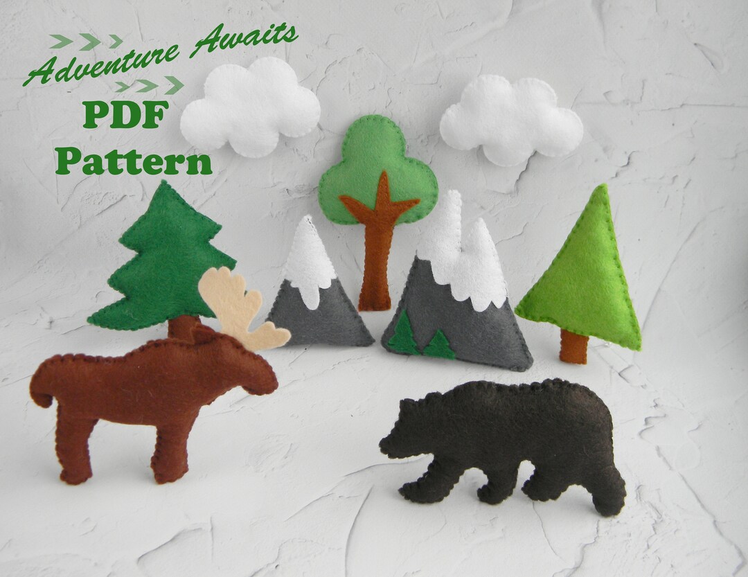 Mountain Baby Mobile Pattern Felt Bear Moose Mobile PDF Pattern ...