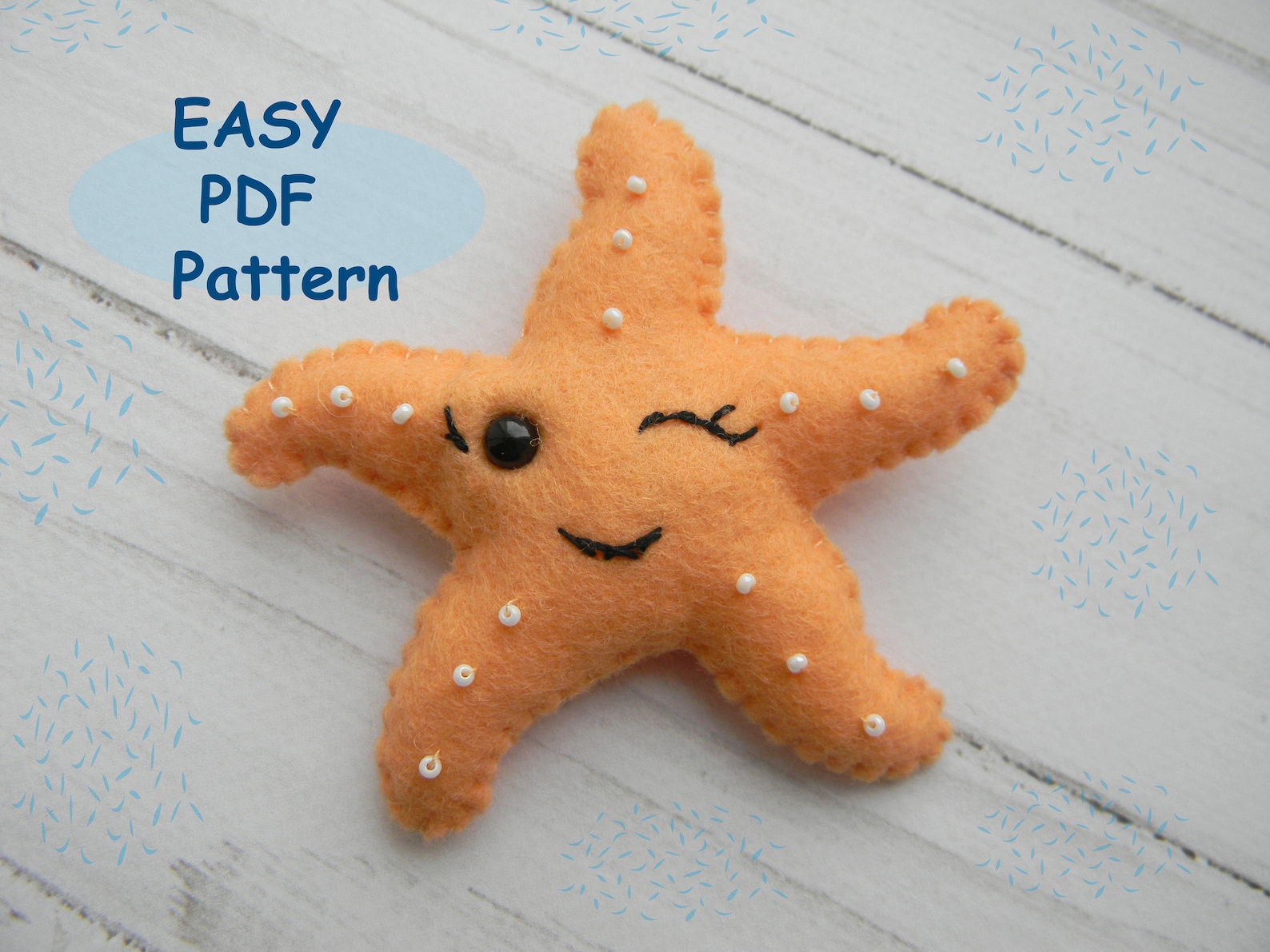 Felt Starfish PDF Pattern Starfish Sewing Pattern Starfish Plushe Toy Under the Sea Baby Mobile ...