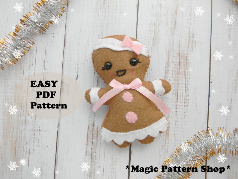 Gingerbread Girl Felt Pattern Christmas Ornaments Felt PDF - Etsy
