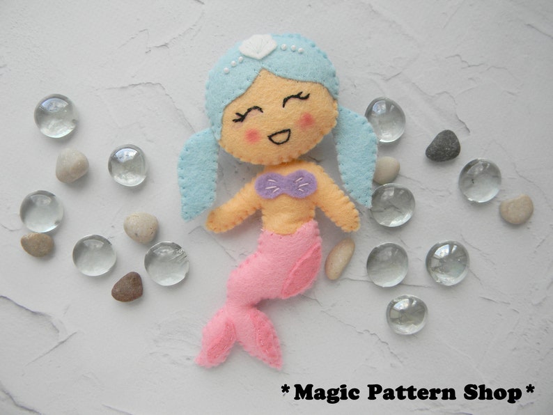 Felt Pattern Mermaid PDF Mermaid Doll Sewing Pattern Seaside | Etsy