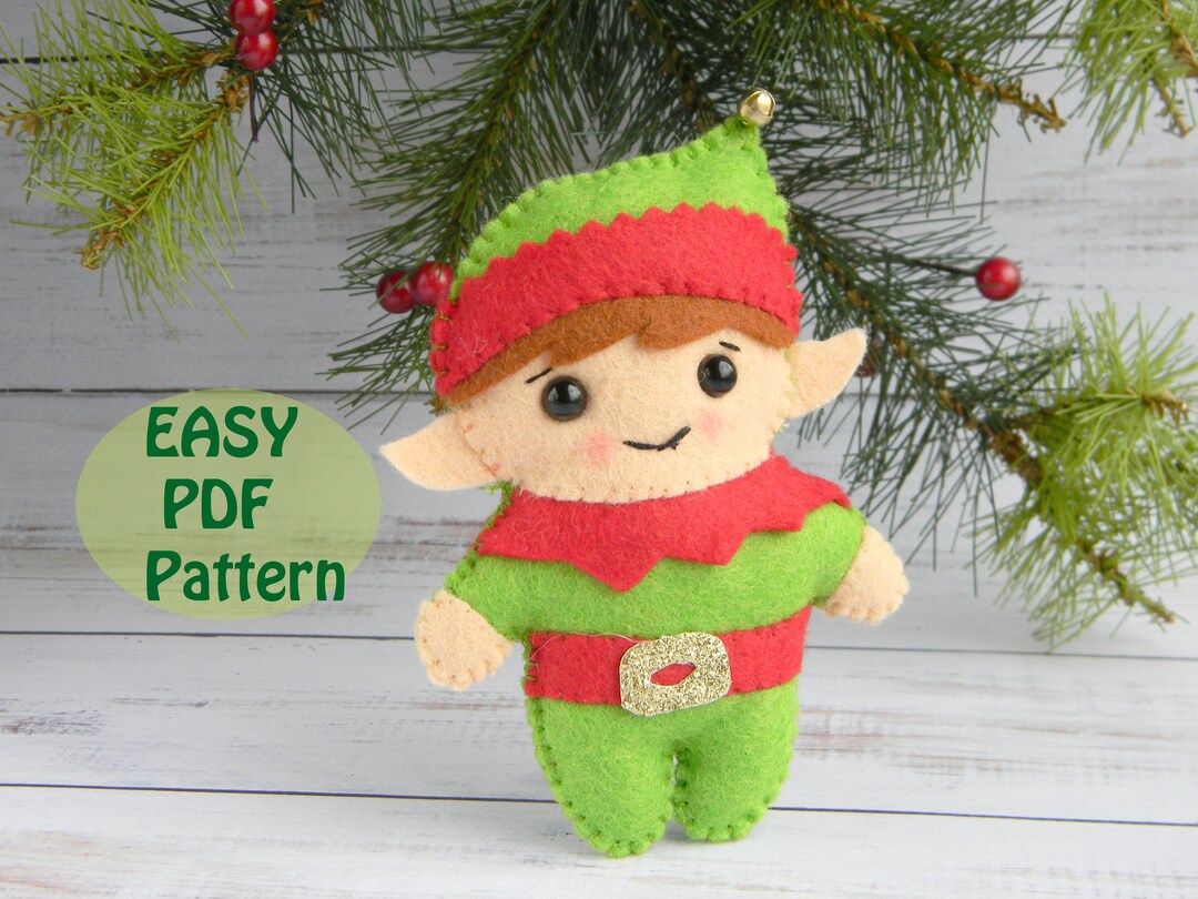 Christmas Pattern PDF Felt Elf Ornament Pattern Santa Helper Plush Doll ...