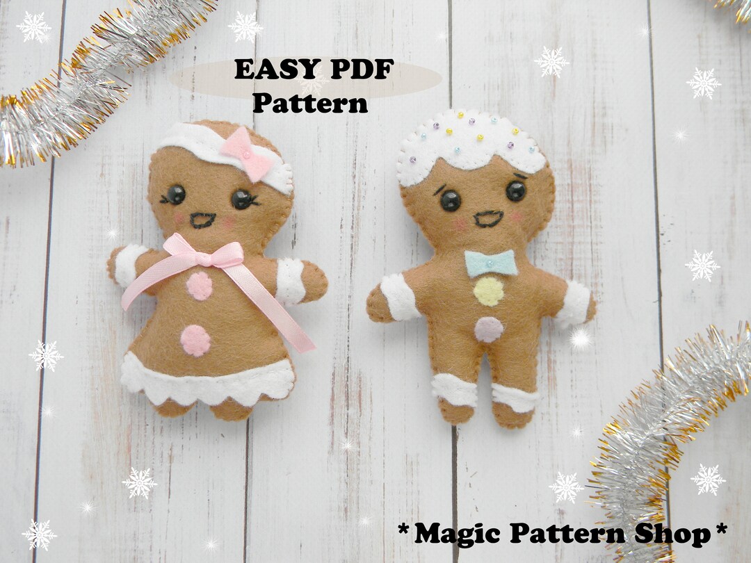 Pdfpattern Gingerbread Man Gingerbread Girl Easy Pattern Felt ... Pdfpattern Gingerbread Man Gingerbread Girl Easy Pattern Felt ...