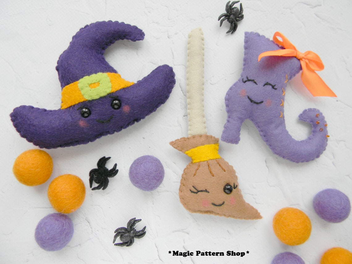 Halloween Ornaments Pattern PDF Felt Halloween Ornament Sewing | Etsy