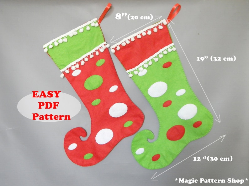 Christmas Elf Socking Pattern Christmas Felt Stocking Pattern - Etsy