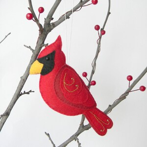 Christmas Cardinal Ornament Felt Cardinal Red Male Cardinal Easy Sewing ...