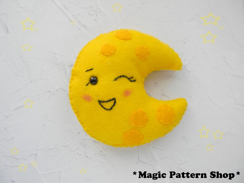 Moon Felt Pattern PDF Felt Moon Ornament Pattern Kawaii Sewing - Etsy