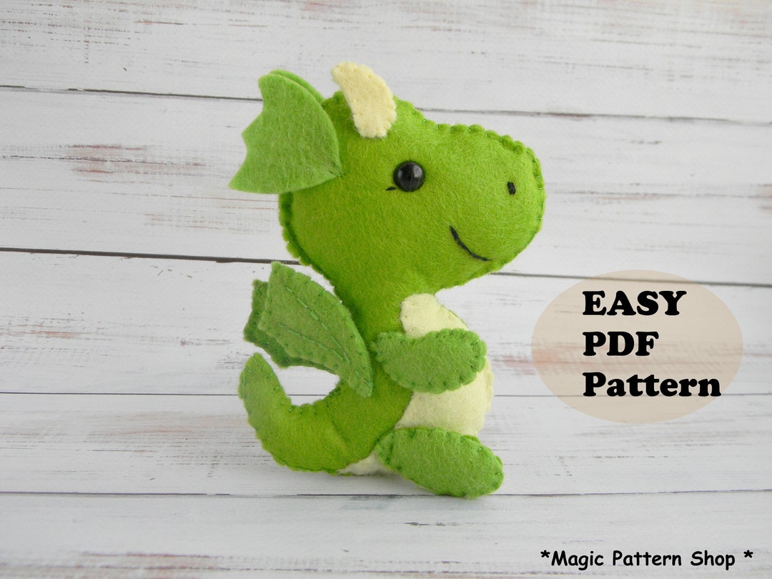 Dragon Felt Pattern PDF & SVG Cute Dragon Felt Pattern Dragon Plush ...
