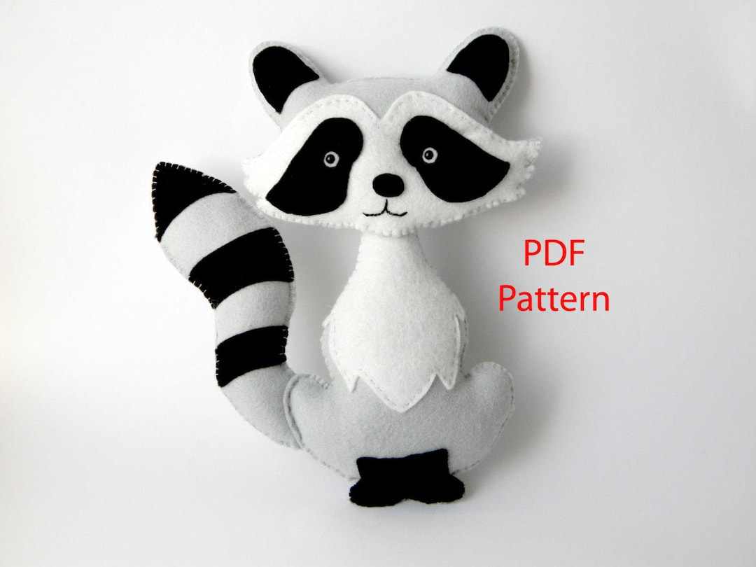 Raccoon Toy Pattern Cute Raccoon Easy to Sew Felt PDF Pattern Stuffed ...