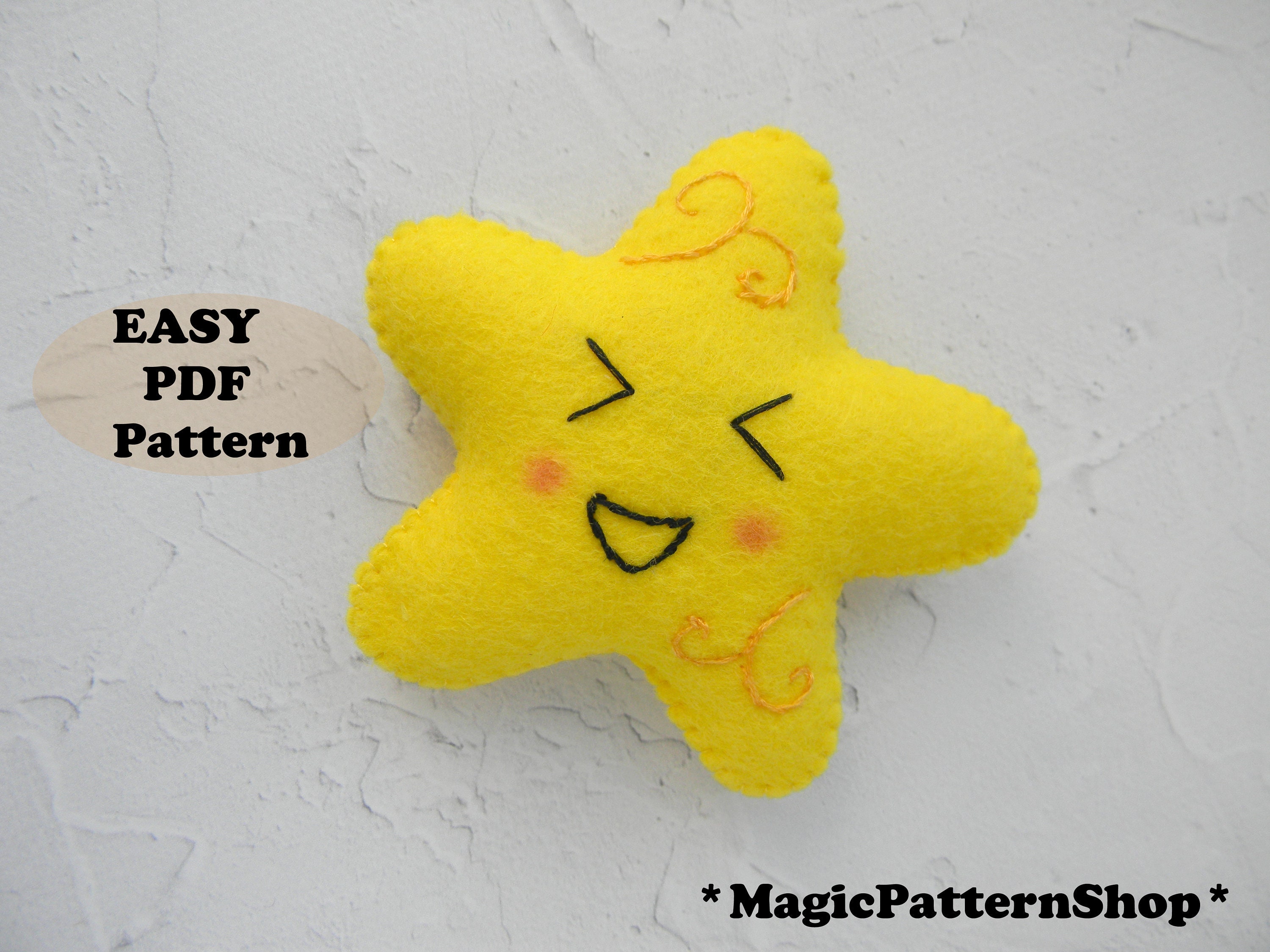 Star felt pattern PDF Felt star ornament pattern Kawaii sewing | Etsy