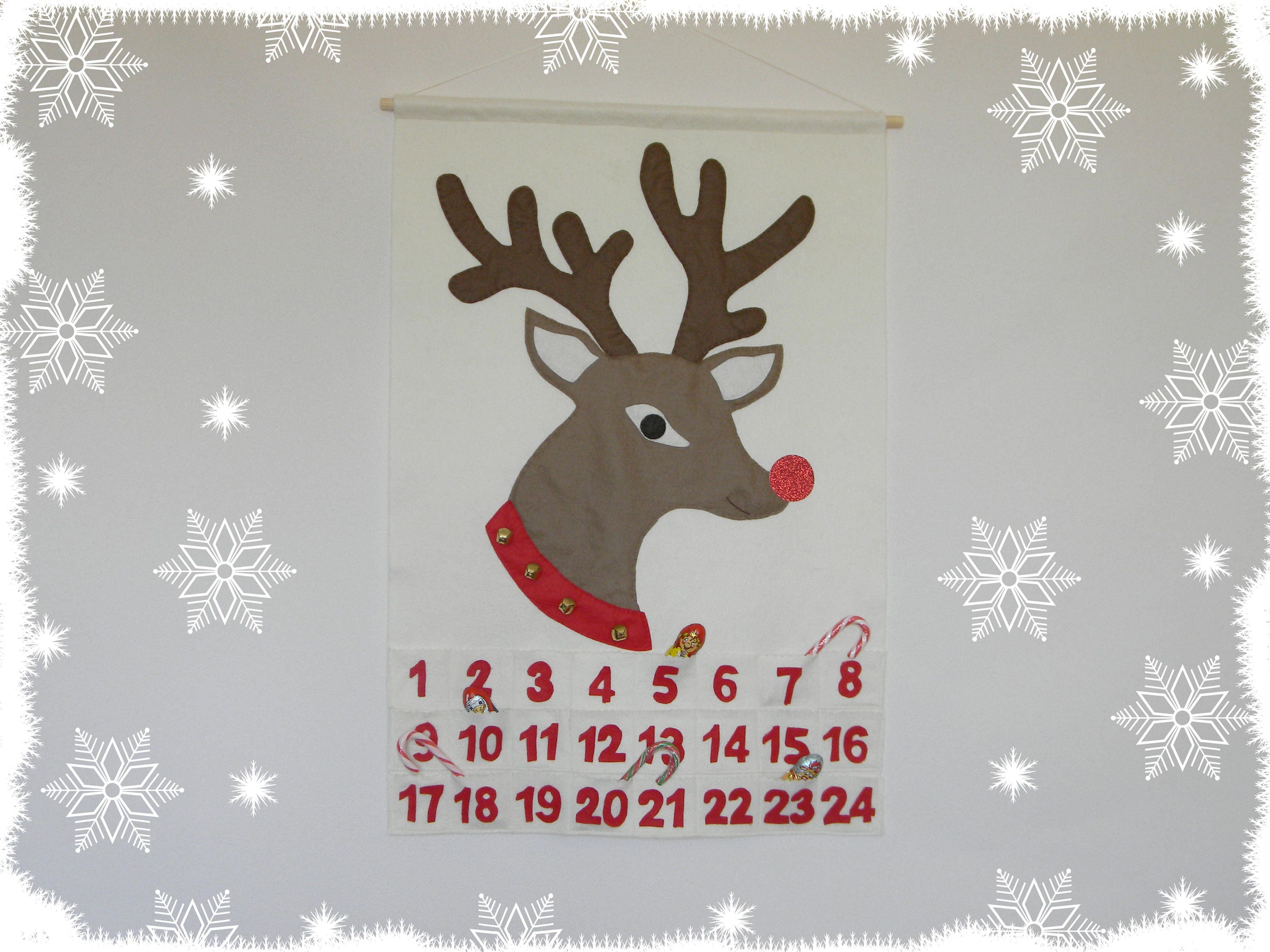 Reindeer Advent calendar PDF Pattern witch Christmas lights | Etsy