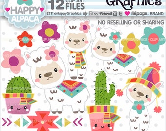 Alpaca Clipart Alpaca Graphics Commercial Use Llama Clip | Etsy