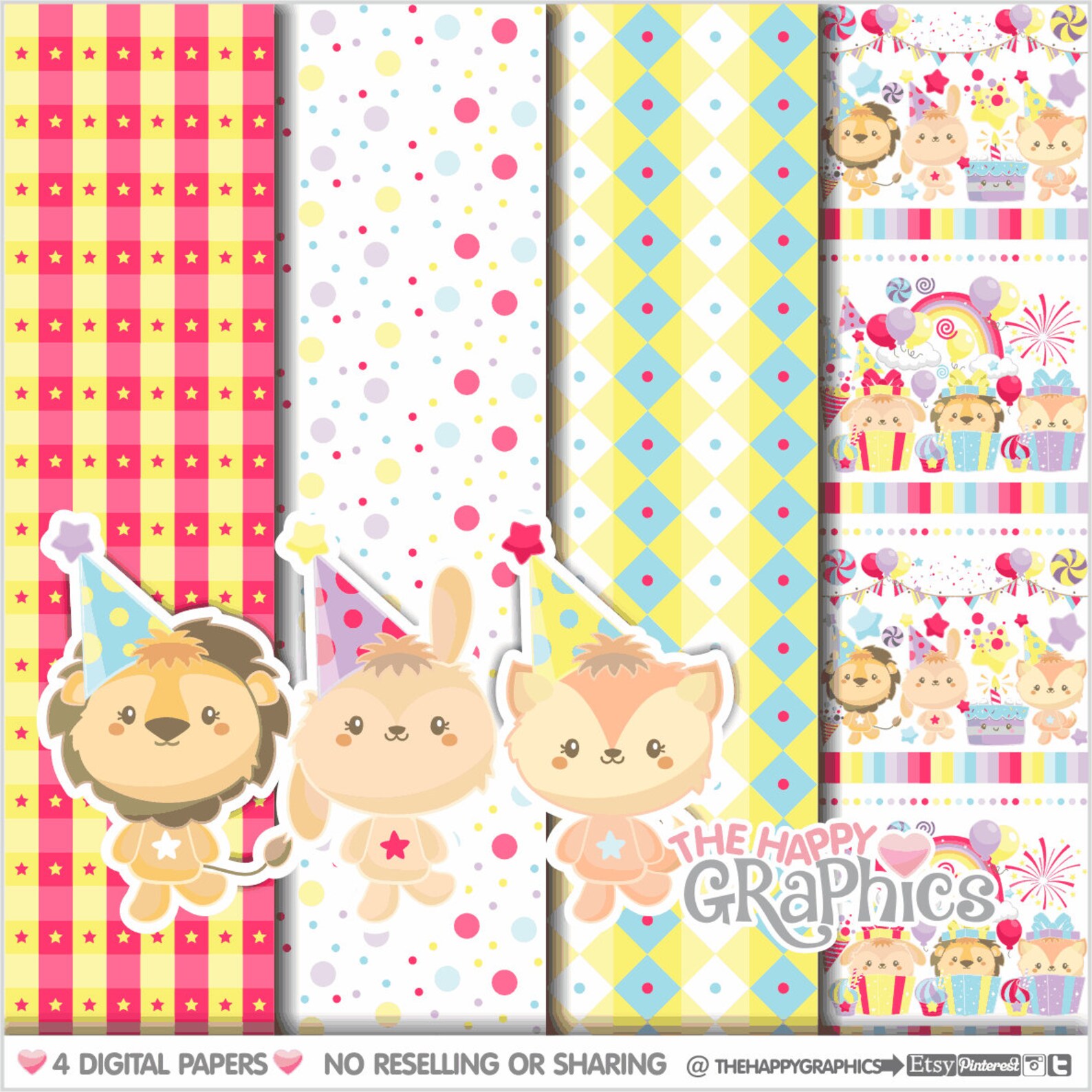 Birthday Digital Paper Birthday Pattern COMMERCIAL USE - Etsy