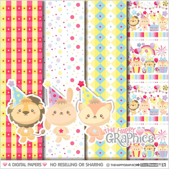 Birthday Digital Paper, Birthday Pattern, COMMERCIAL USE, Celebration ...