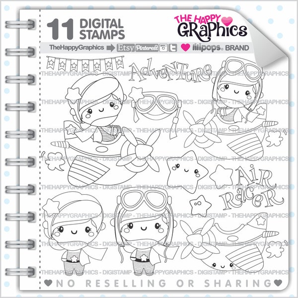 Girl Digi Stamp - Etsy