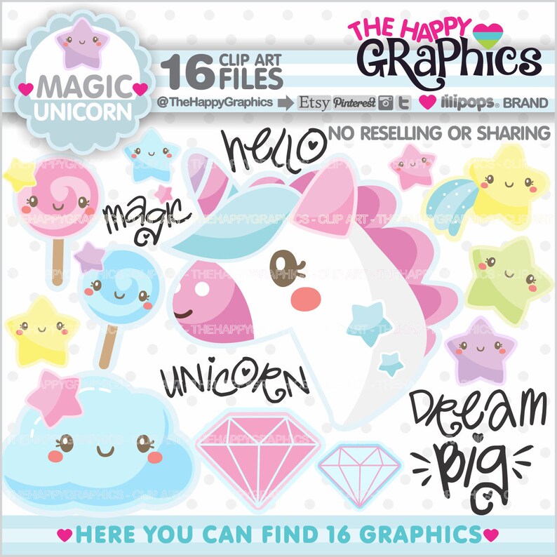 Unicorn Clipart Unicorn Graphics COMMERCIAL USE Unicorn - Etsy