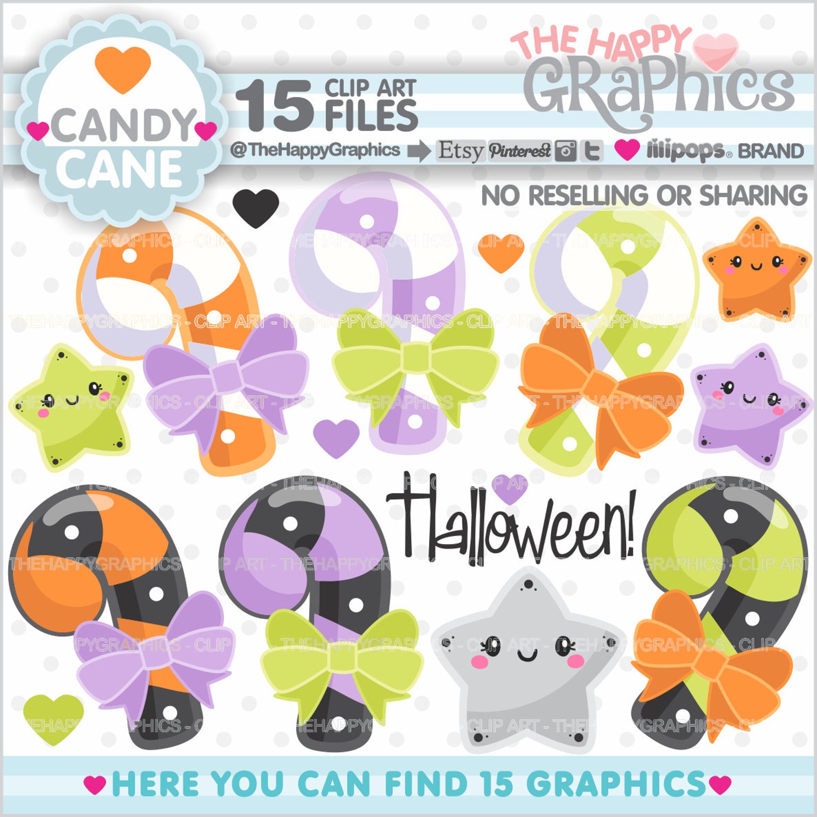 Candy Cane Clip Art Candy Cane COMMERCIAL USE Halloween | Etsy