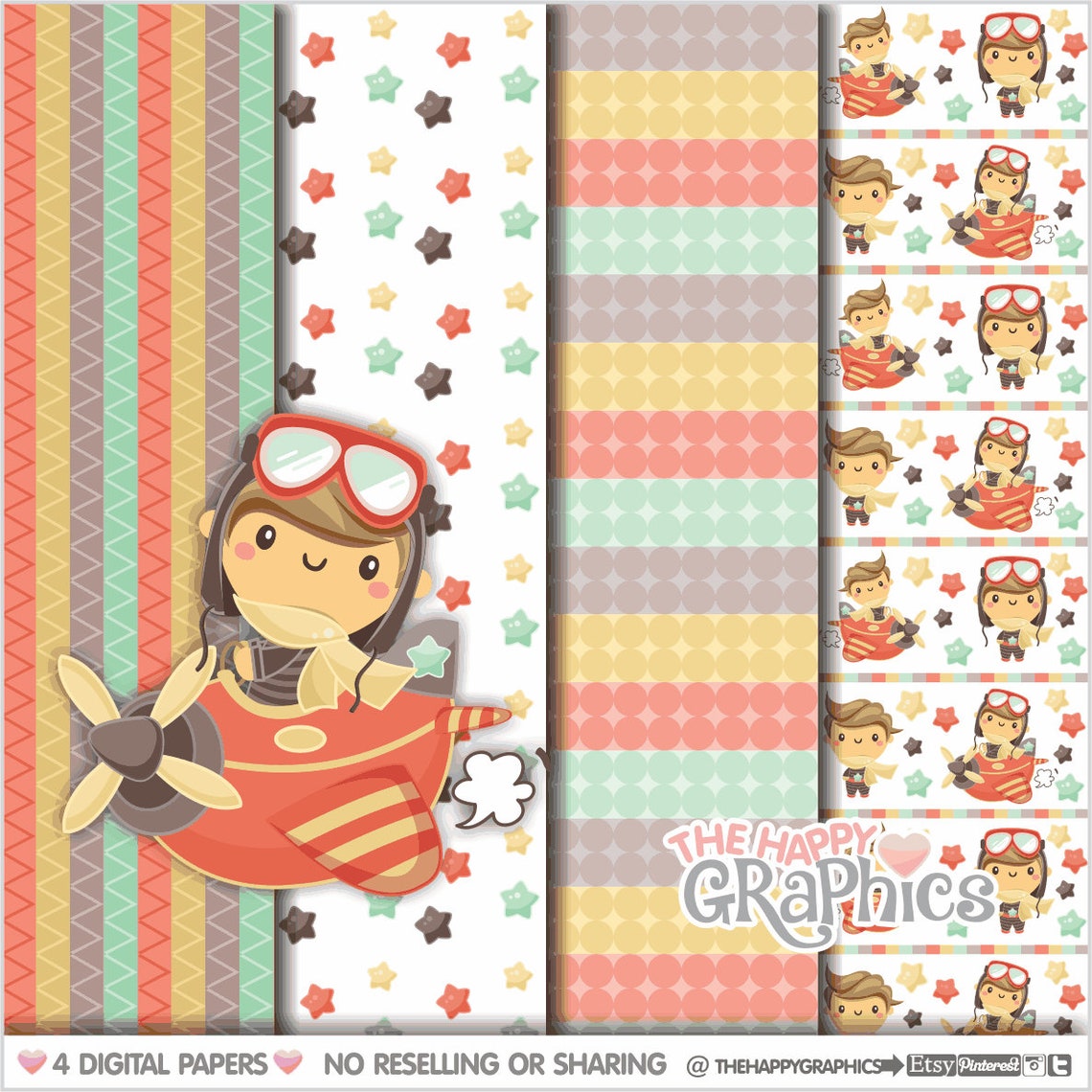 Pilot Digital Paper COMMERCIAL USE Pilot Pattern Printable - Etsy