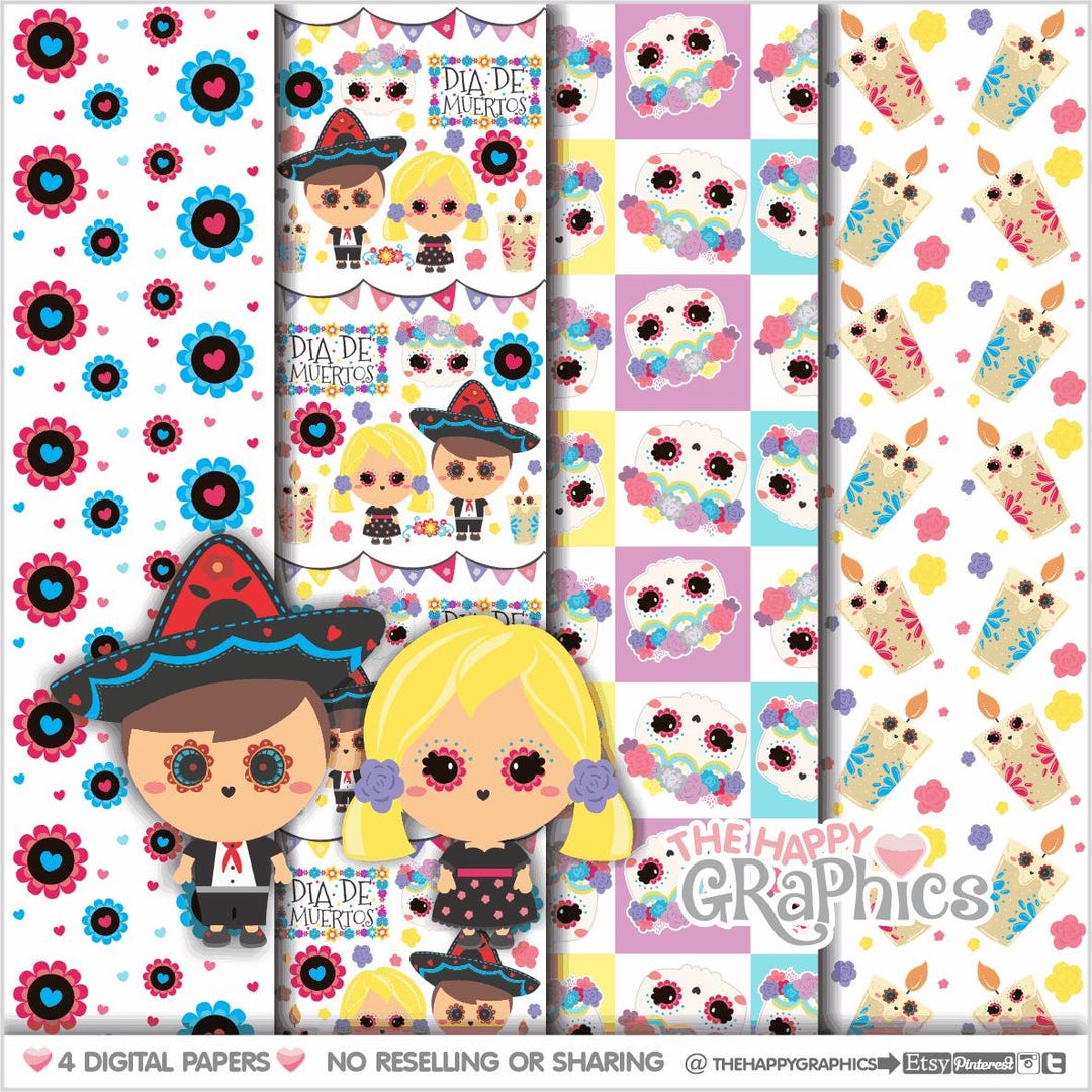 Dia de los Muertos, Papel Digital, Día de Muertos, Papel Imprimible ...