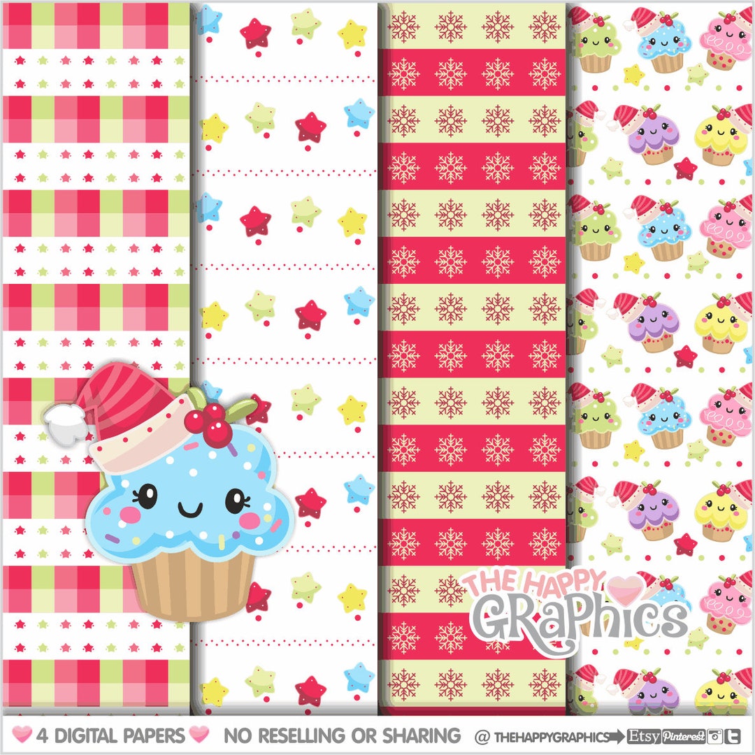 Papel Digital de Navidad, Patrón de Navidad, USO COMERCIAL, Cupcakes ...