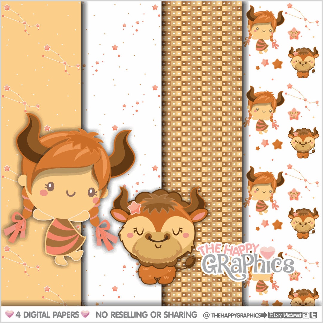 Taurus Digital Paper COMMERCIAL USE Taurus Pattern - Etsy