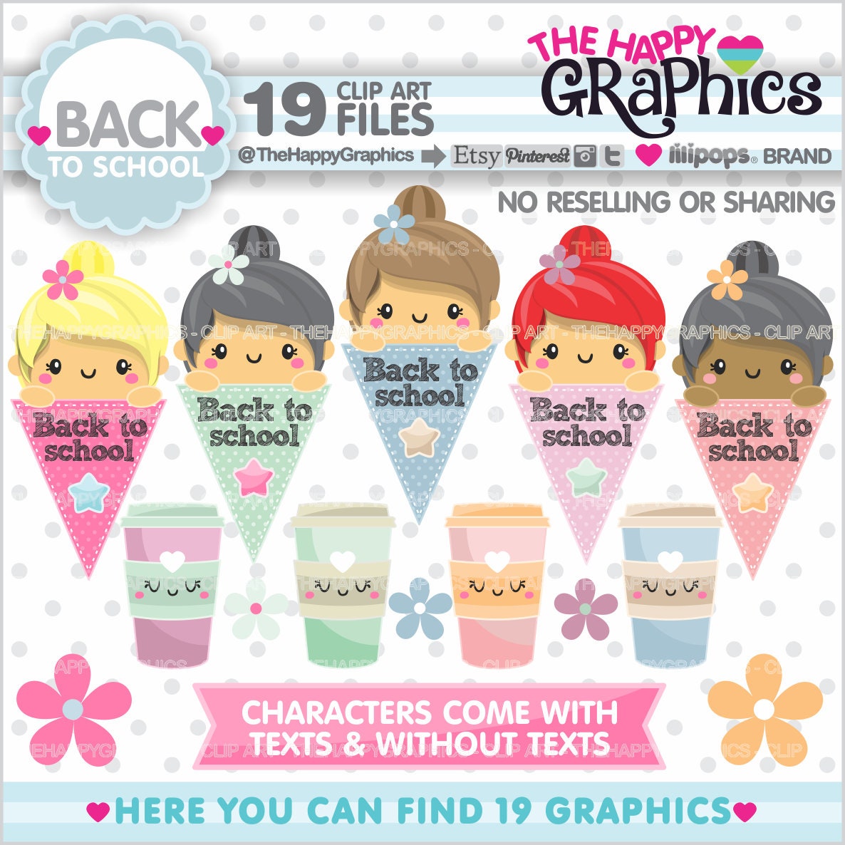 Back to School Clipart Back to School Graphics COMMERCIAL | Etsy