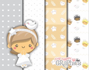 First Communion Digital Paper, First Communion Pattern, COMMERCIAL USE ...