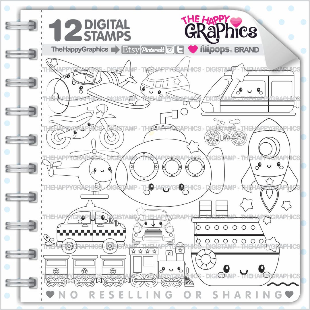 Transportation Stamp, Commercial Use, Digi Stamp, Digital Image ...