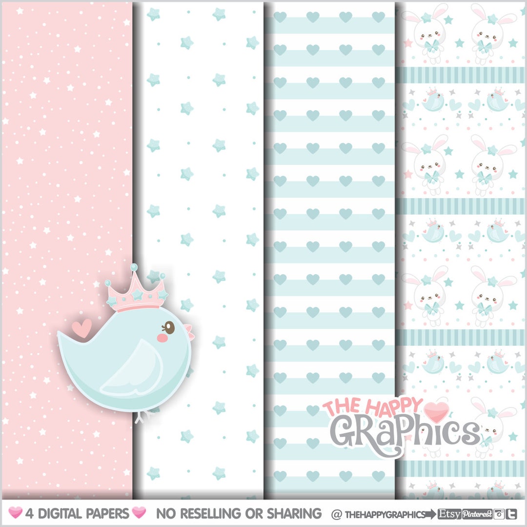 Bird Digital Paper Bunny Digital Paper COMMERCIAL USE Bunny - Etsy