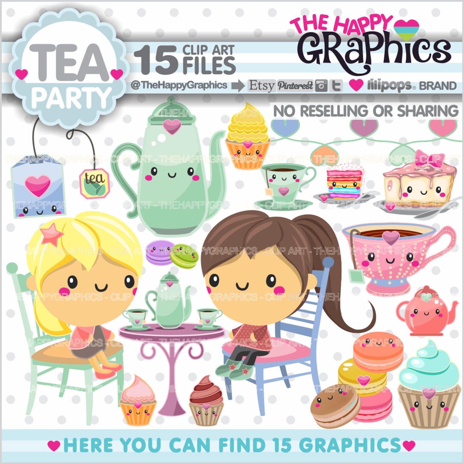 Tea Party Clipart Tea Party Graphics COMMERCIAL USE Tea - Etsy
