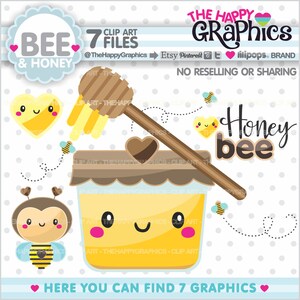 Bee Clipart, Bee Graphic, COMMERCIAL USE, Honey Clipart, Honey Graphic ...