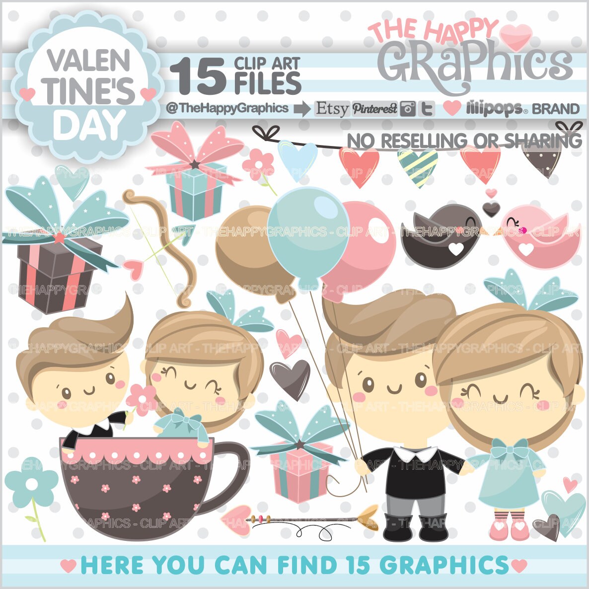 Love Clipart Love Graphic Valentines Day Clipart COMMERCIAL | Etsy