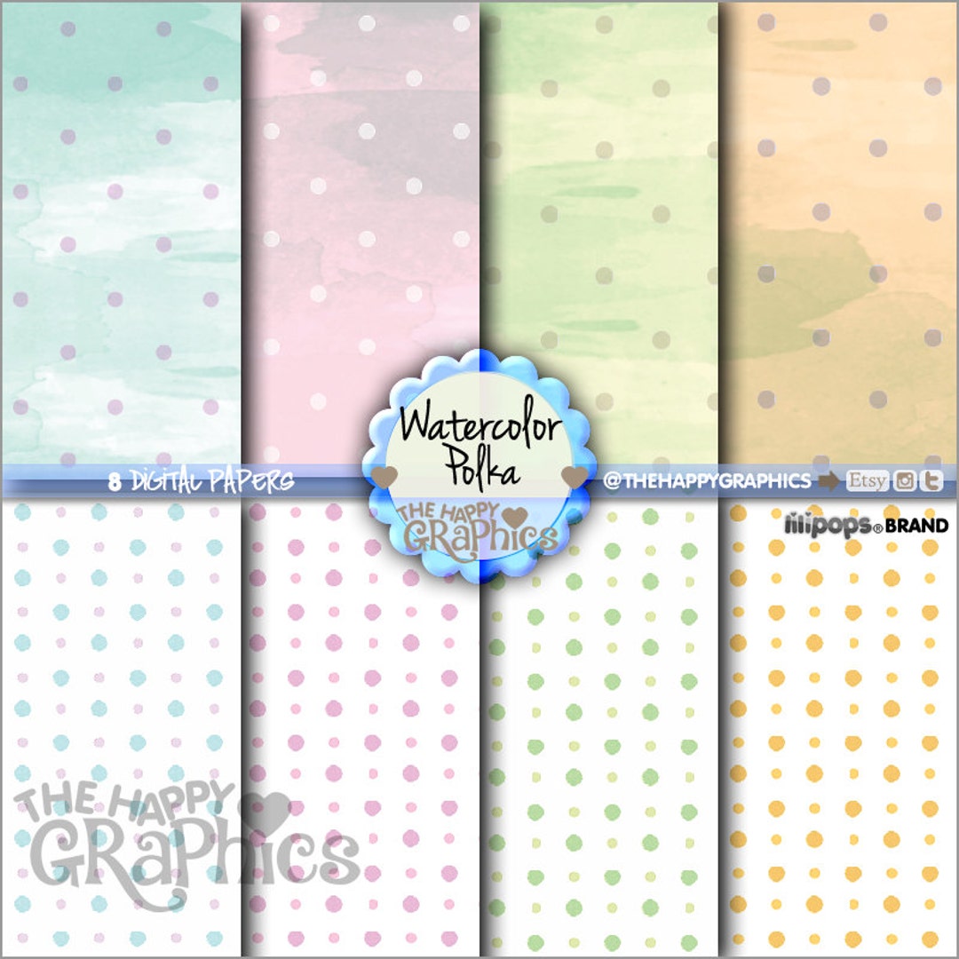 Polka Digital Paper COMMERCIAL USE Watercolor Polka Pattern - Etsy