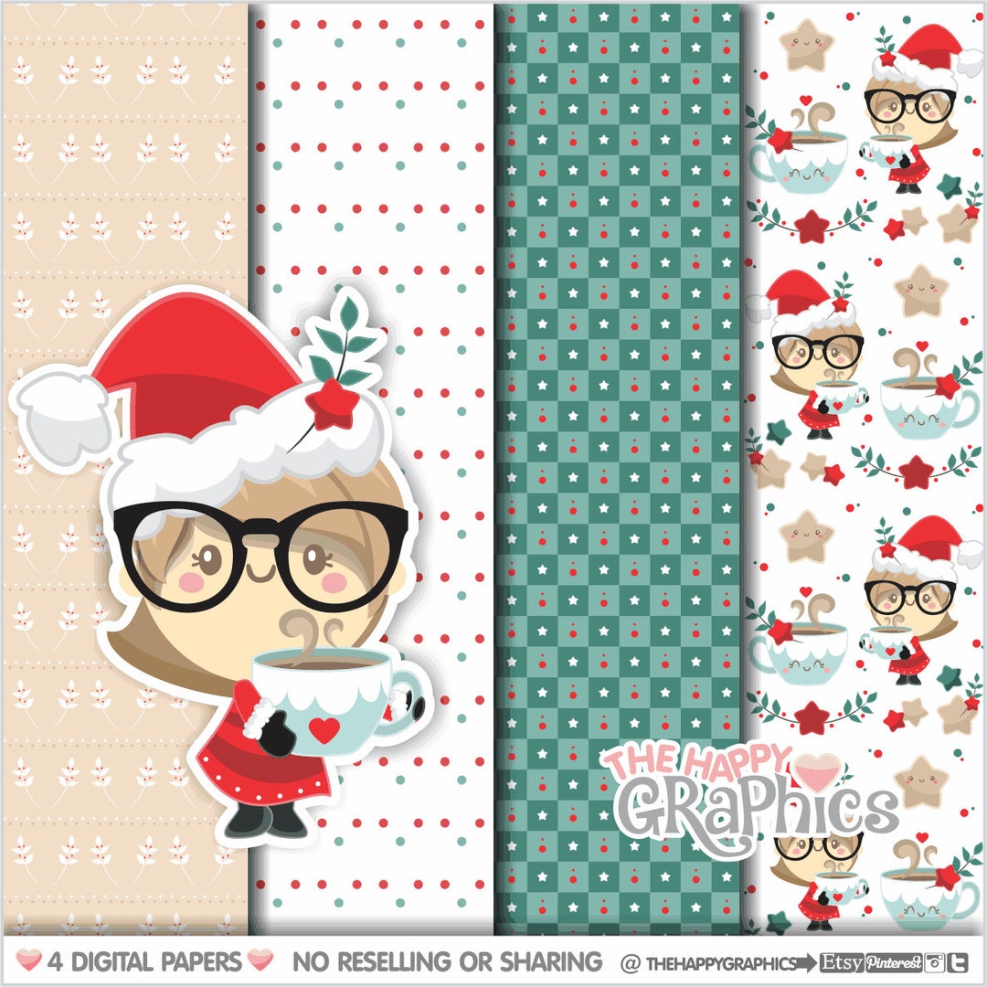Hot Chocolate Digital Paper, Hot Chocolate Pattern, COMMERCIAL USE ...