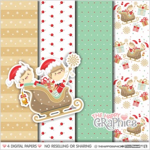 Christmas Digital Paper, Noel Pattern, COMMERCIAL USE, Christmas ...