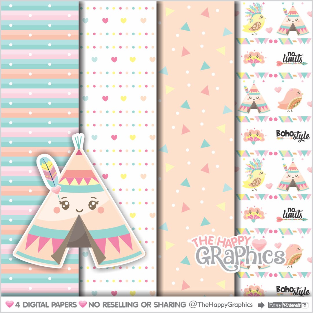 Boho Digital Paper, Boho Pattern, Hippie Digital Paper, Hippie Pattern ...