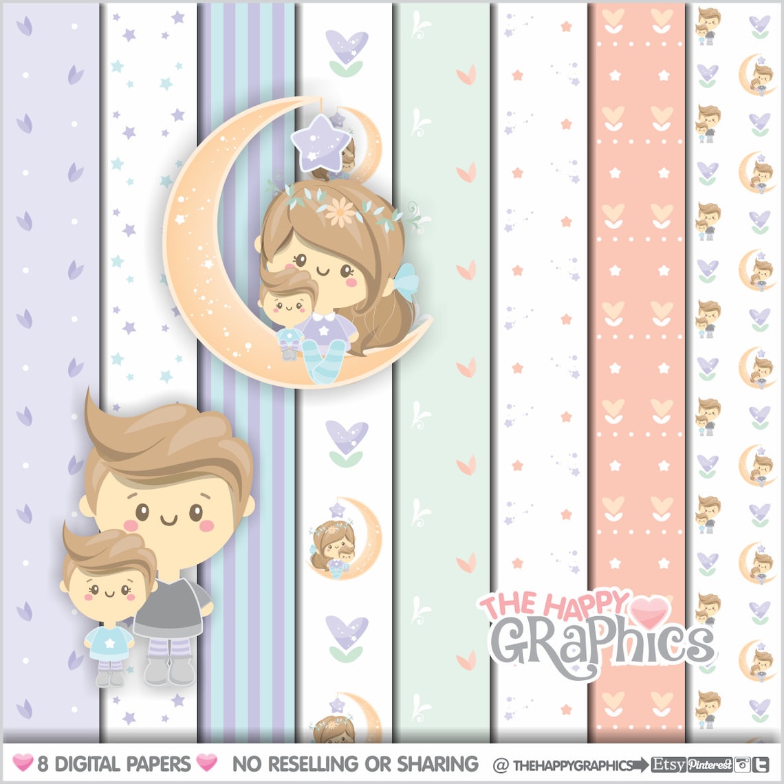 Family Digital Paper Family Pattern Printable Paper Mothers - Etsy