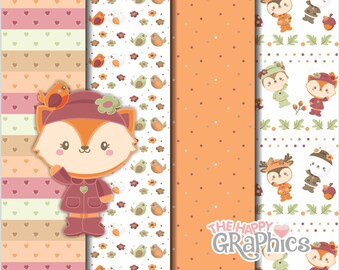 Owl Digital Paper Owl Pattern Autumn Pattern COMMERCIAL - Etsy