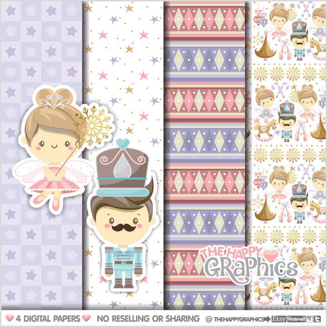 Nutcracker Digital Paper, Nutcracker Pattern, COMMERCIAL USE, Christmas ...