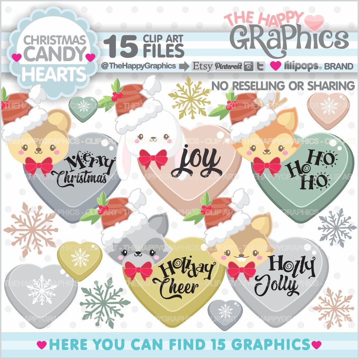 Christmas Clipart Christmas Hearts COMMERCIAL USE Christmas | Etsy