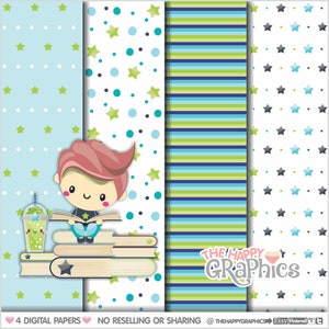 Book Digital Paper, COMMERCIAL USE, Book Pattern, Printable Paper ...