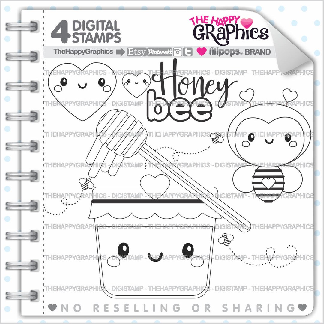 Bee Stamp, Commercial Use, Digi Stamp, Digital Image, Honey Digistamp ...