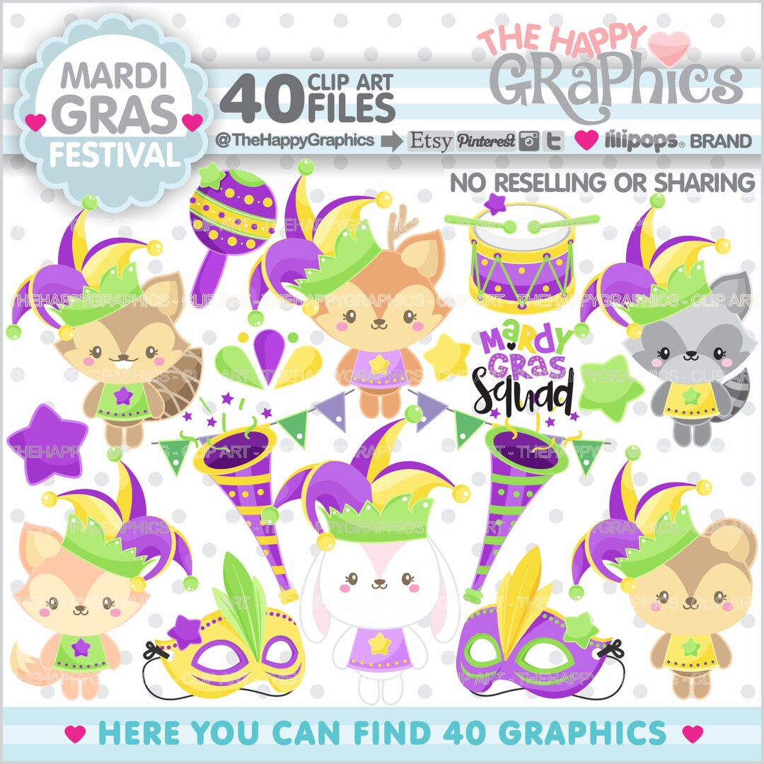 Mardi Gras Clipart, Mardi Gras Graphics, COMMERCIAL USE, Carnaval ...