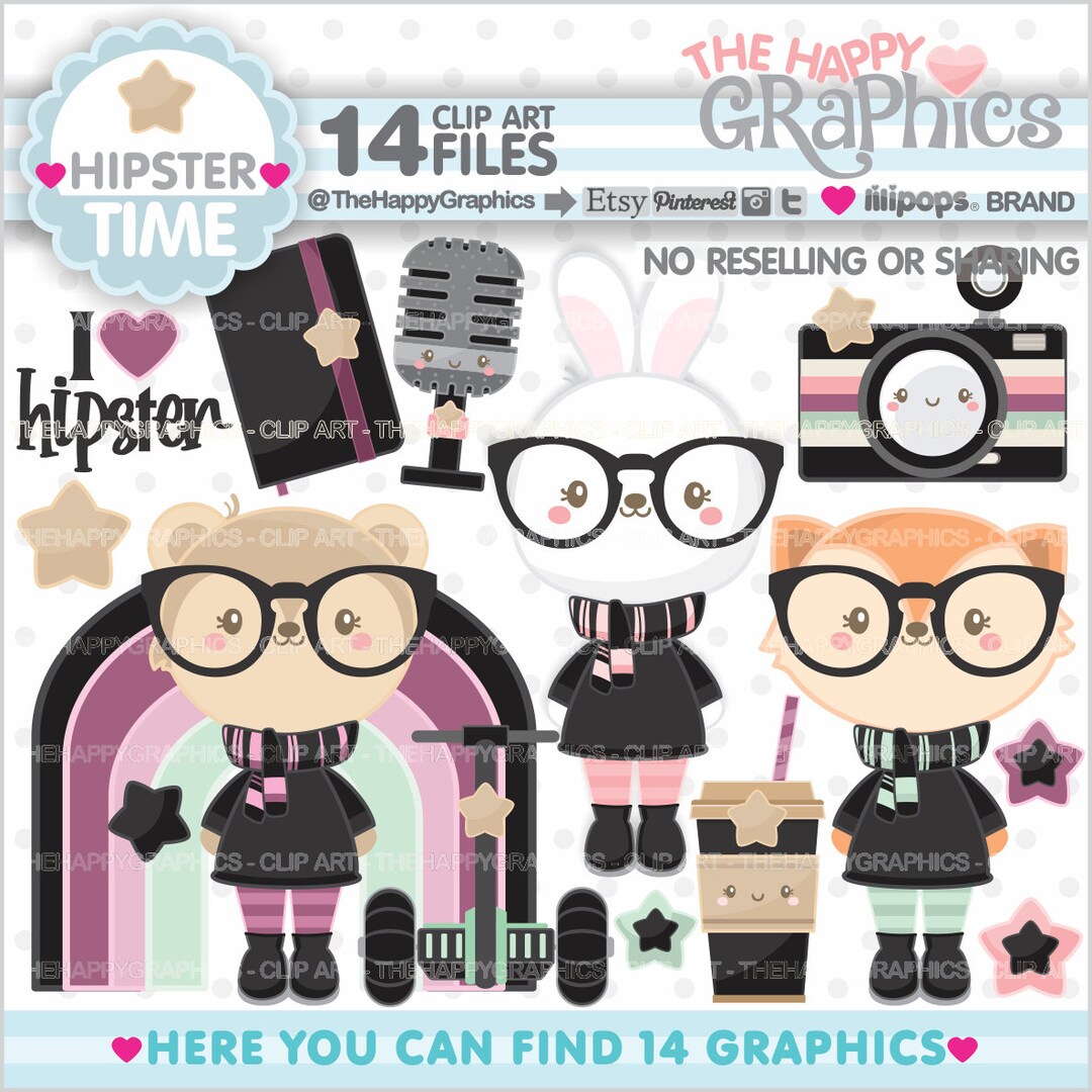 Hipster Clipart, Hipster Graphic, COMMERCIAL USE, Printable, Hipster ...