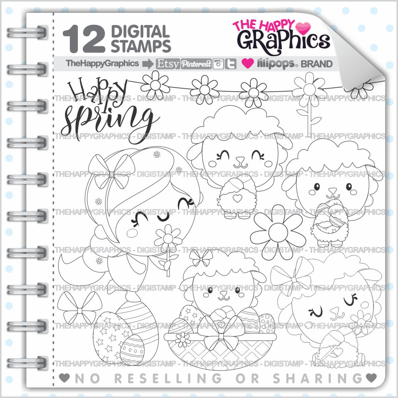 Easter Stamps Commercial Use Digi Stamp Digital Image - Etsy