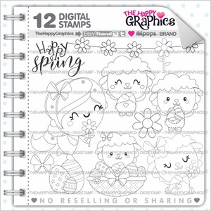 Easter Stamps, Commercial Use, Digi Stamp, Digital Image, Easter ...