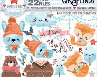 Winter Clipart Winter Graphics COMMERCIAL USE Christmas | Etsy