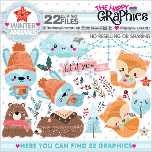 Winter Clipart Winter Graphic COMMERCIAL USE Winter Party | Etsy
